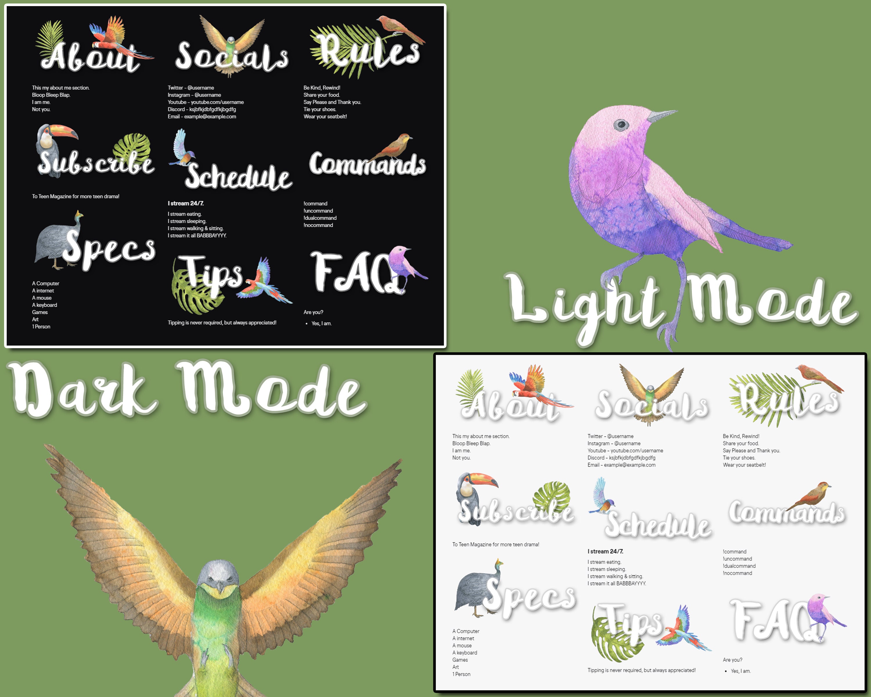 Bird Twitch PACKAGE Streamer Scenes Panels & Alerts - Etsy