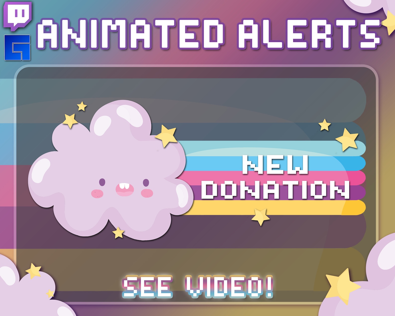 Animated Rainbow Cloud Twitch Alerts Animated Twitch Alerts - Etsy