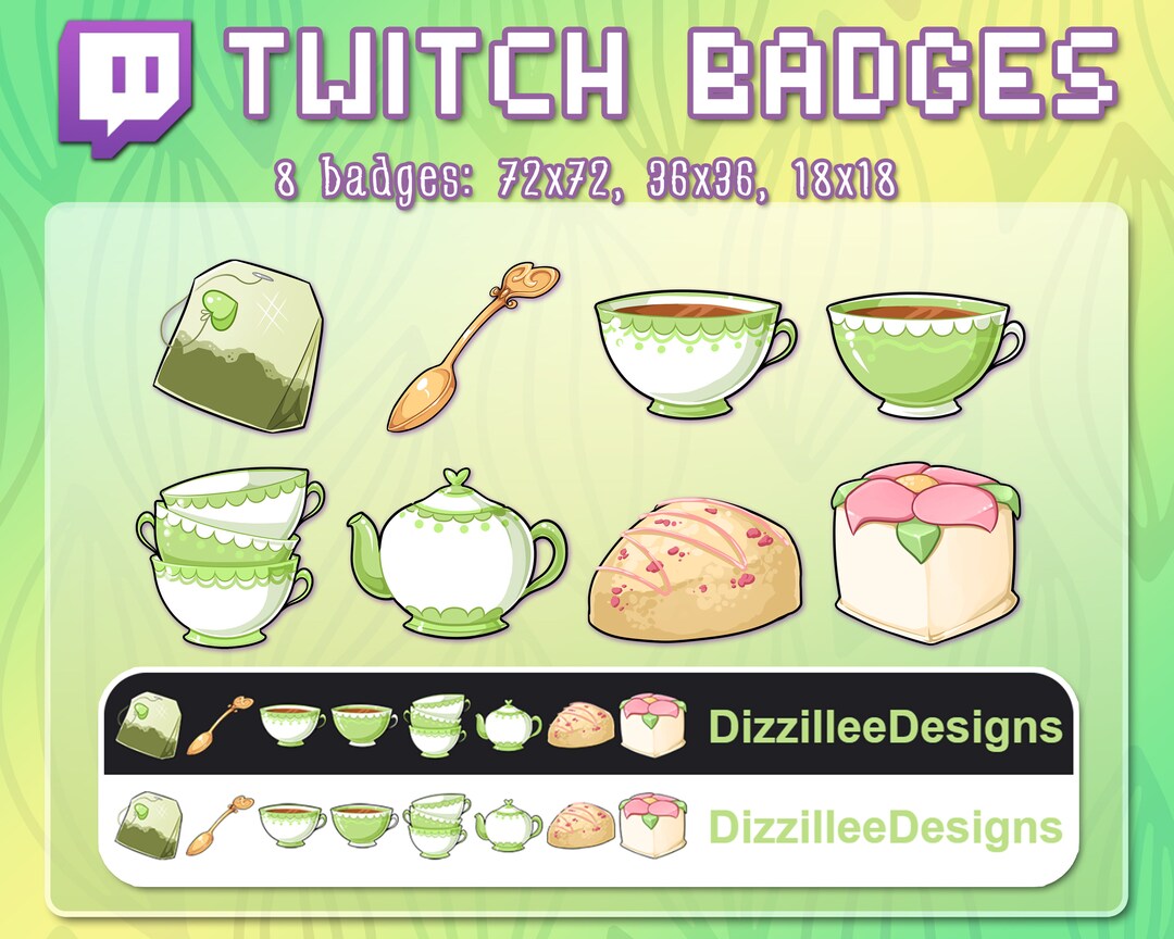 Tea Party Twitch Badges Green Twitch Sub Badges Green Tea Twitch ...