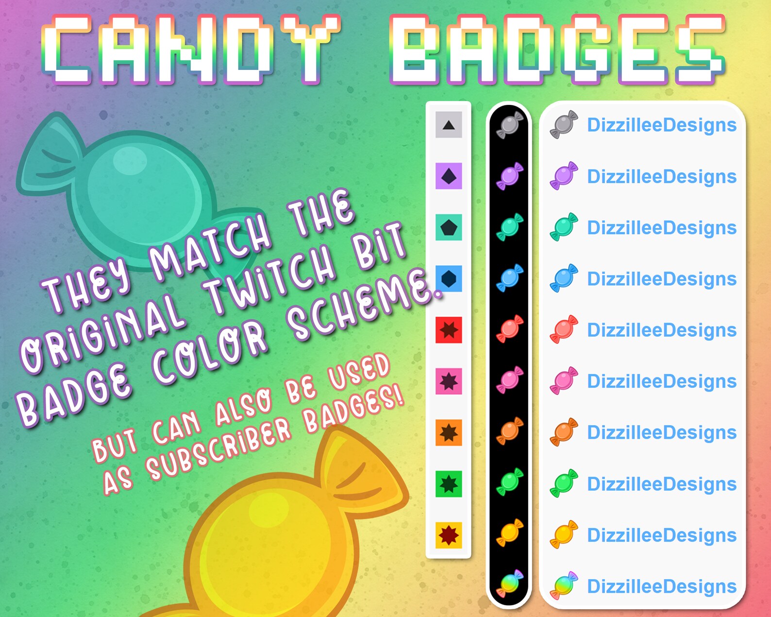 Candy Twitch Badges Candy Bit Badges Sweets Twitch Sub - Etsy