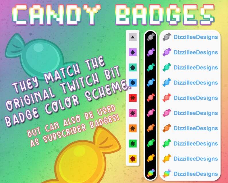 Candy Twitch Badges Candy Bit Badges Sweets Twitch Sub - Etsy