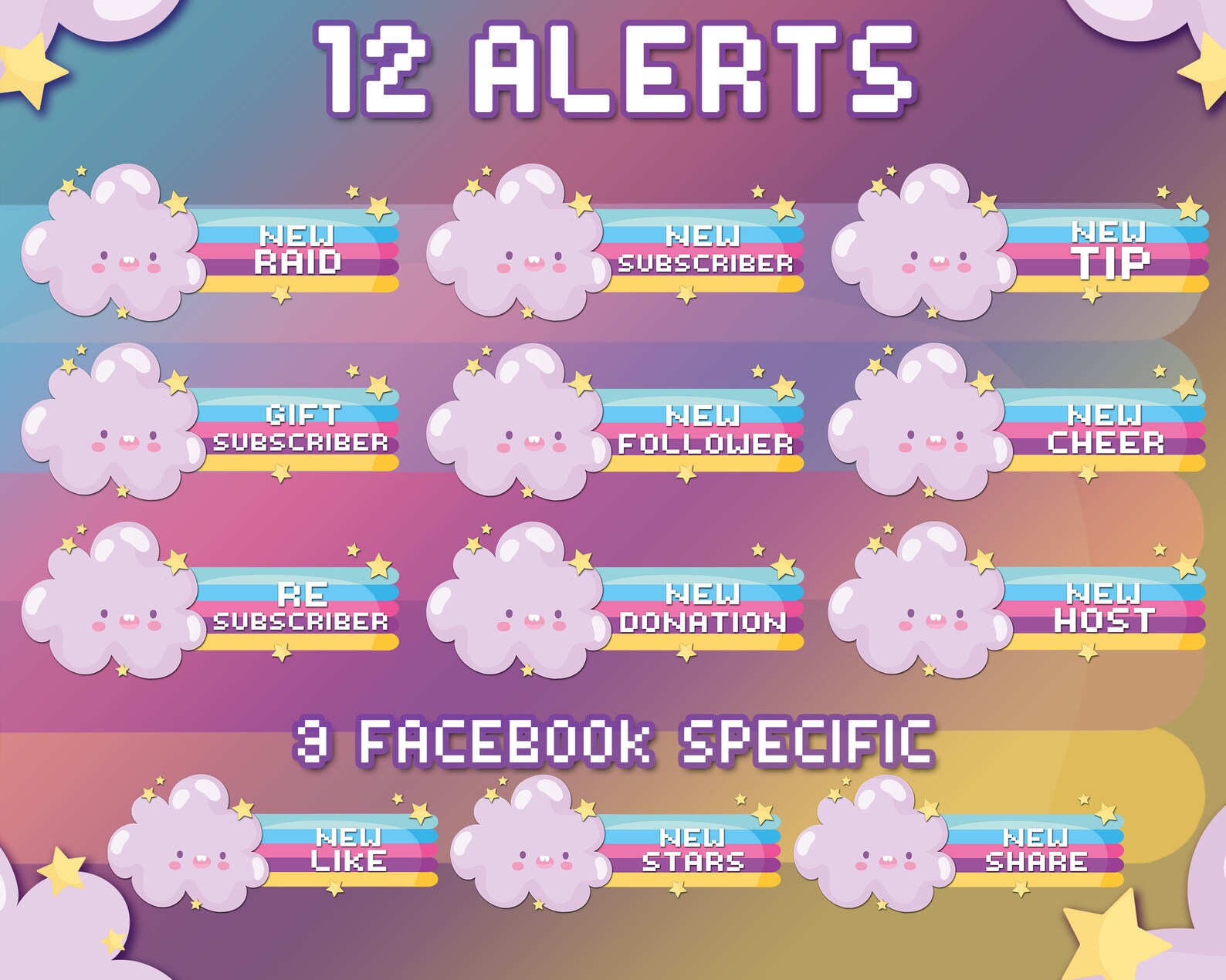 Animated Rainbow Cloud Twitch Alerts Animated Twitch Alerts - Etsy