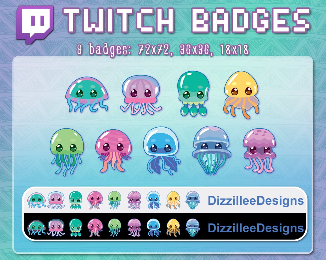 Jellyfish Twitch Badges Cute Twitch Sub Badges Ocean Twitch Subscriber ...