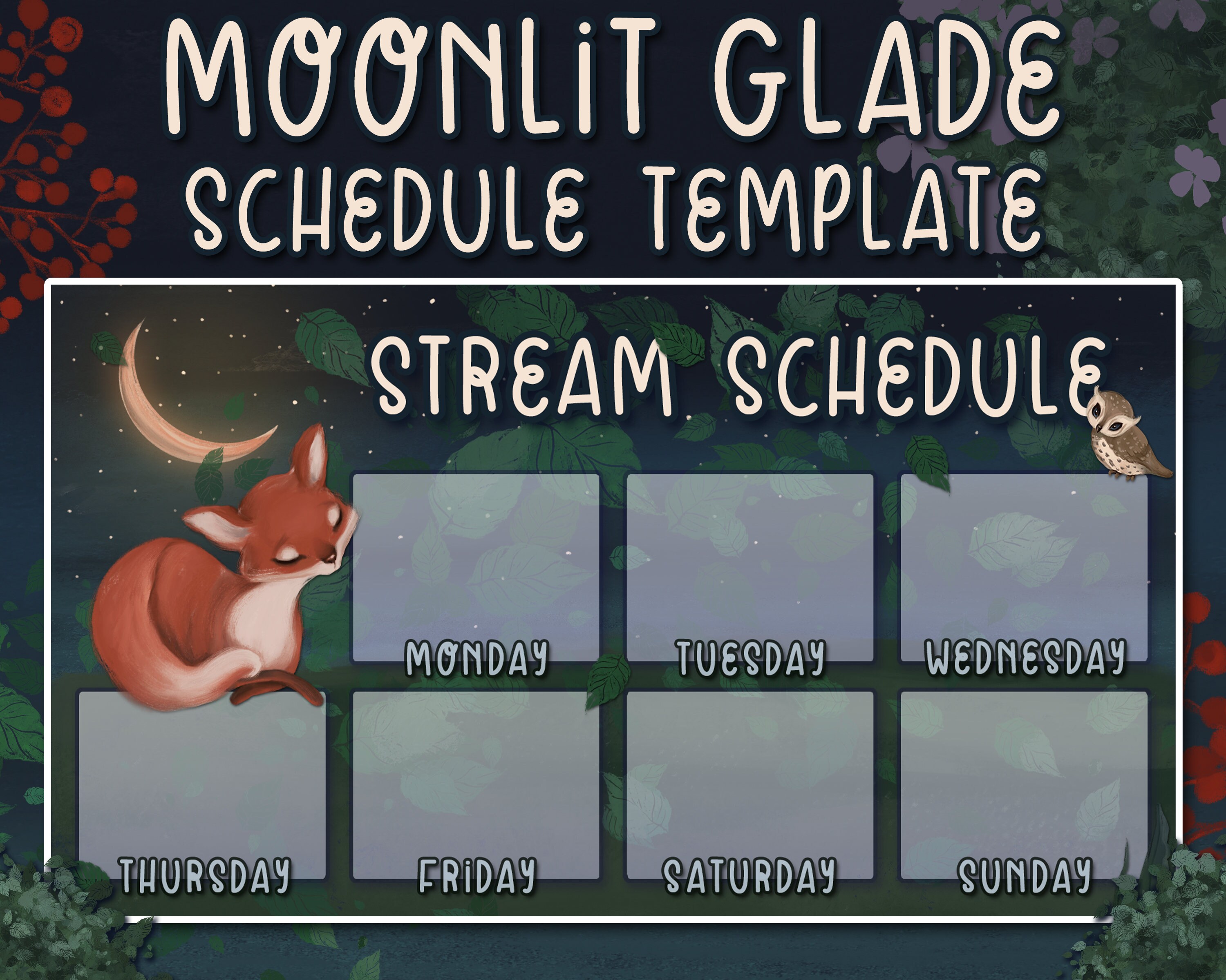 Moonlit Glade Stream Schedule Twitch Streamer Calendar | Etsy