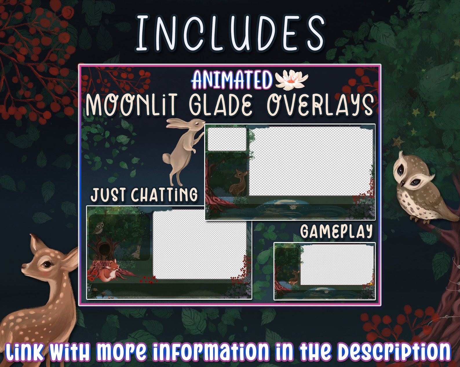 ENTIRE ANIMATED Moonlit Glade Theme Set Streamer Twitch - Etsy