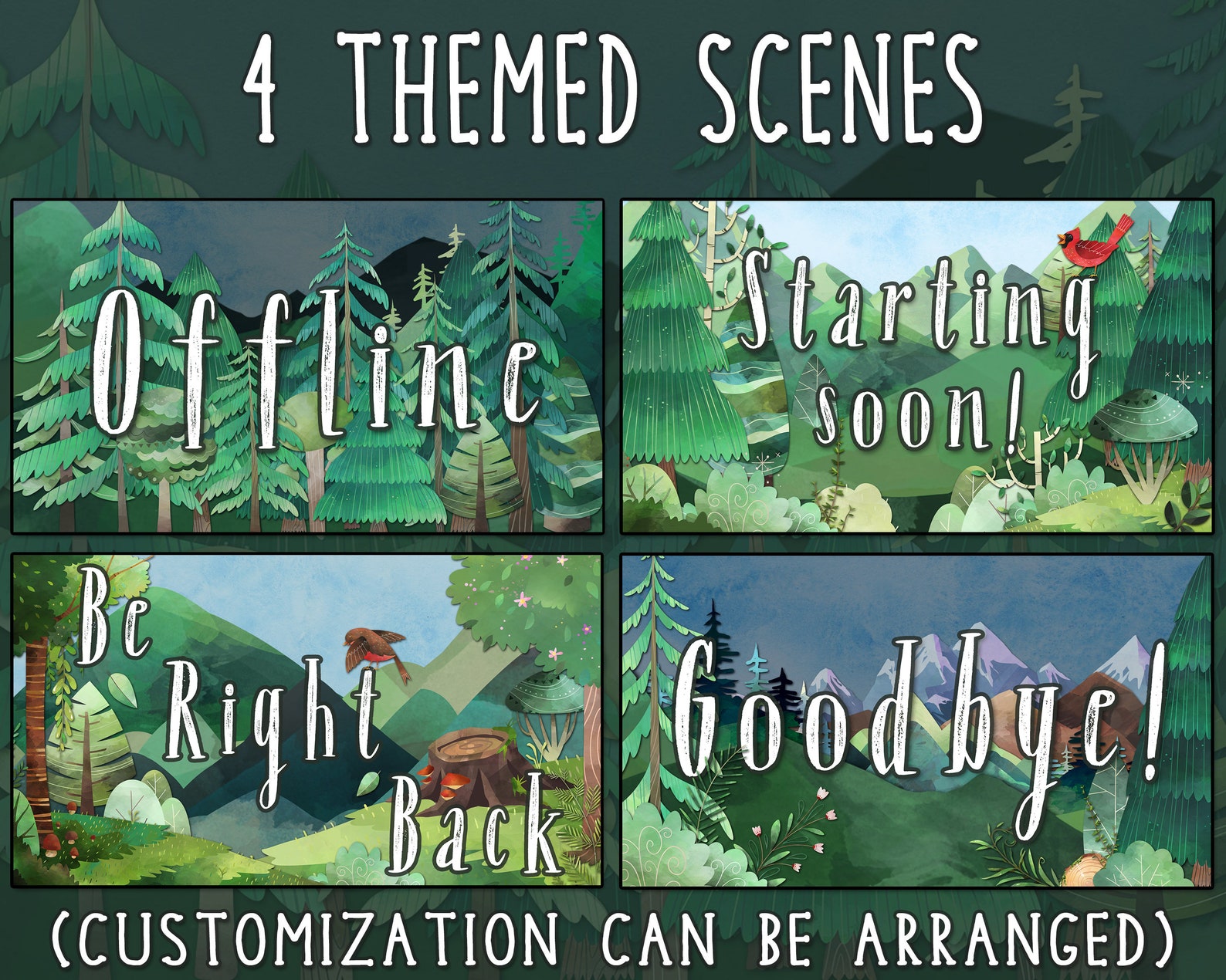 Forest Twitch PACKAGE Streamer Scenes Panels & Alerts | Etsy