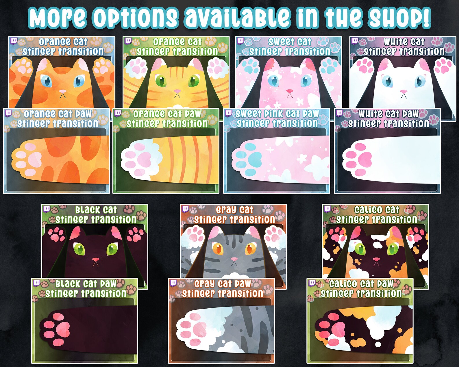 White Cat Paw Stinger Transition ANIMATED Streamer - Etsy