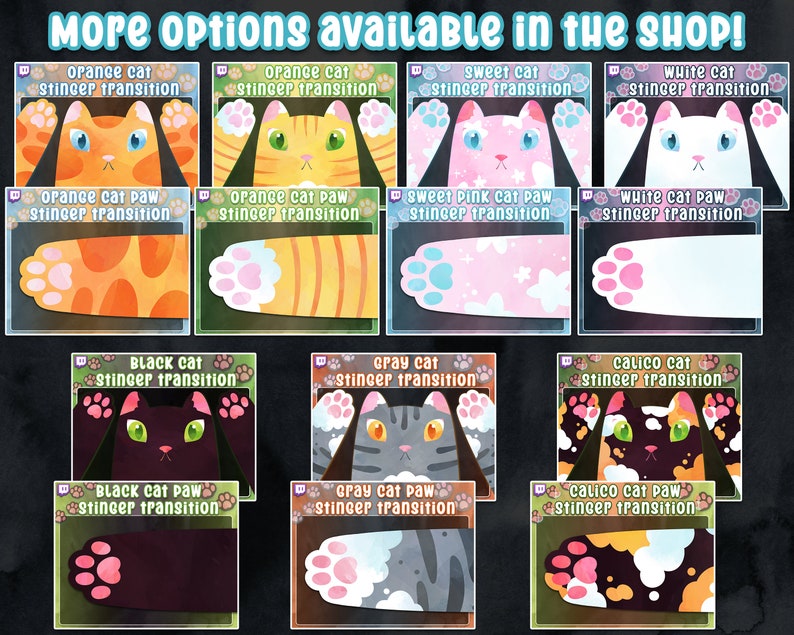 White Cat Paw Stinger Transition ANIMATED Streamer - Etsy