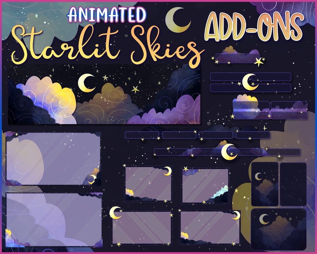 ANIMATED Starlit Skies ADD-ONS Twitch Streamer Bundle Banner Activity ...