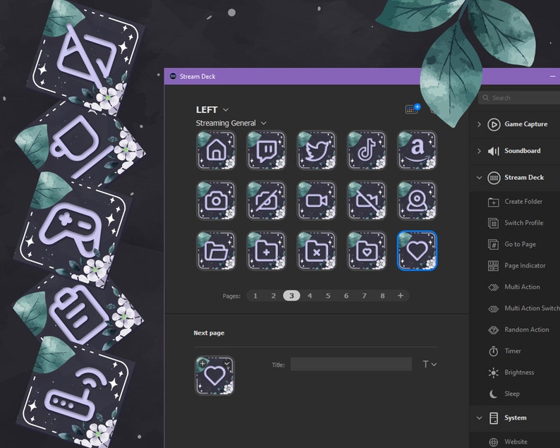 118 Stream Deck Icons Floral Night Streamdeck Twitch - Etsy