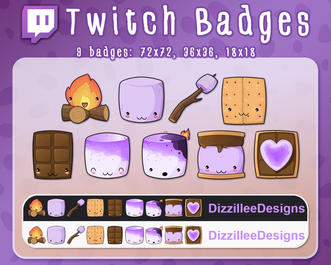 Purple Smores Twitch Badges Twitch Sub Badges Twitch Subscriber Badges ...