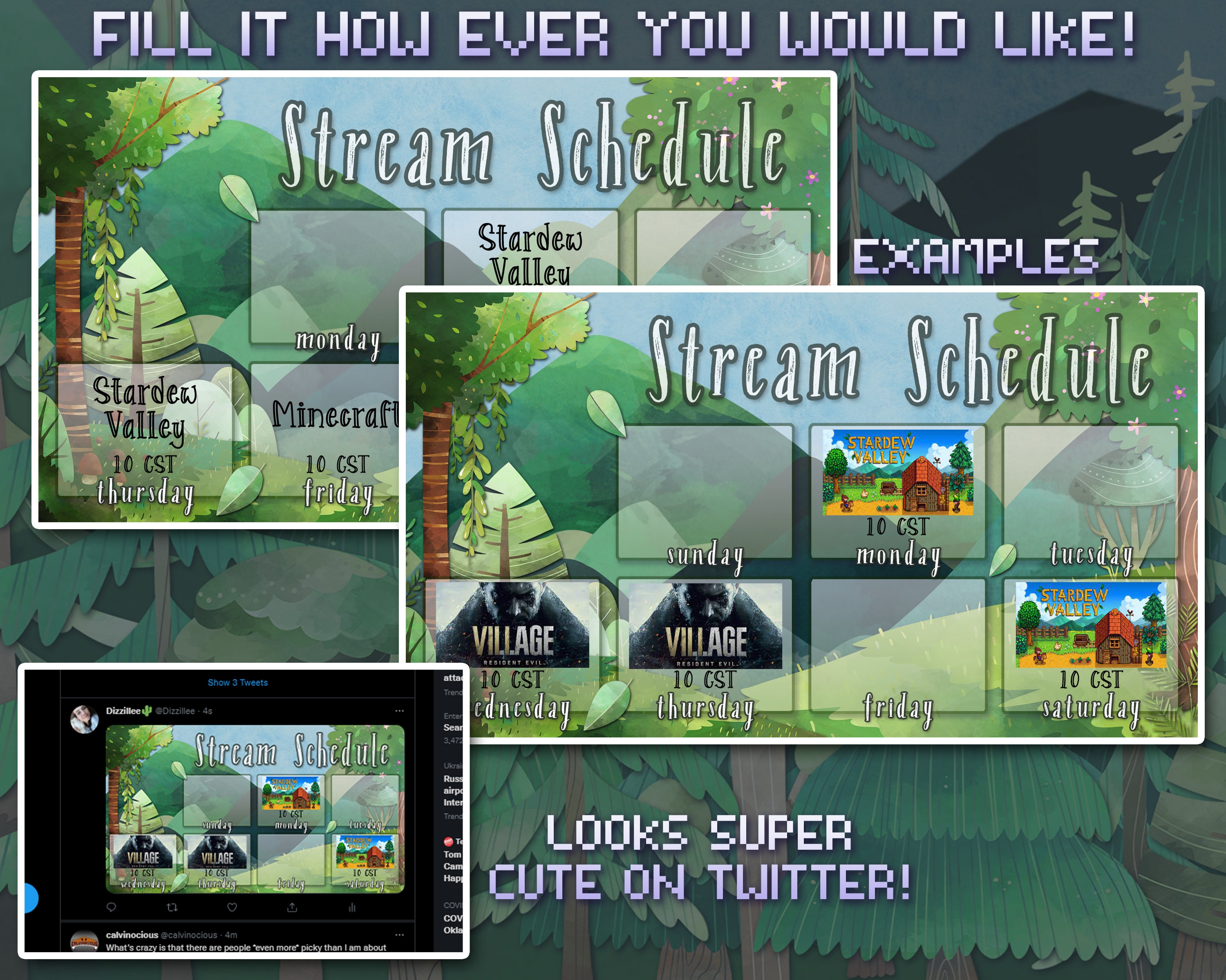 Forest Stream Schedule Twitch Streamer Calendar Plants - Etsy