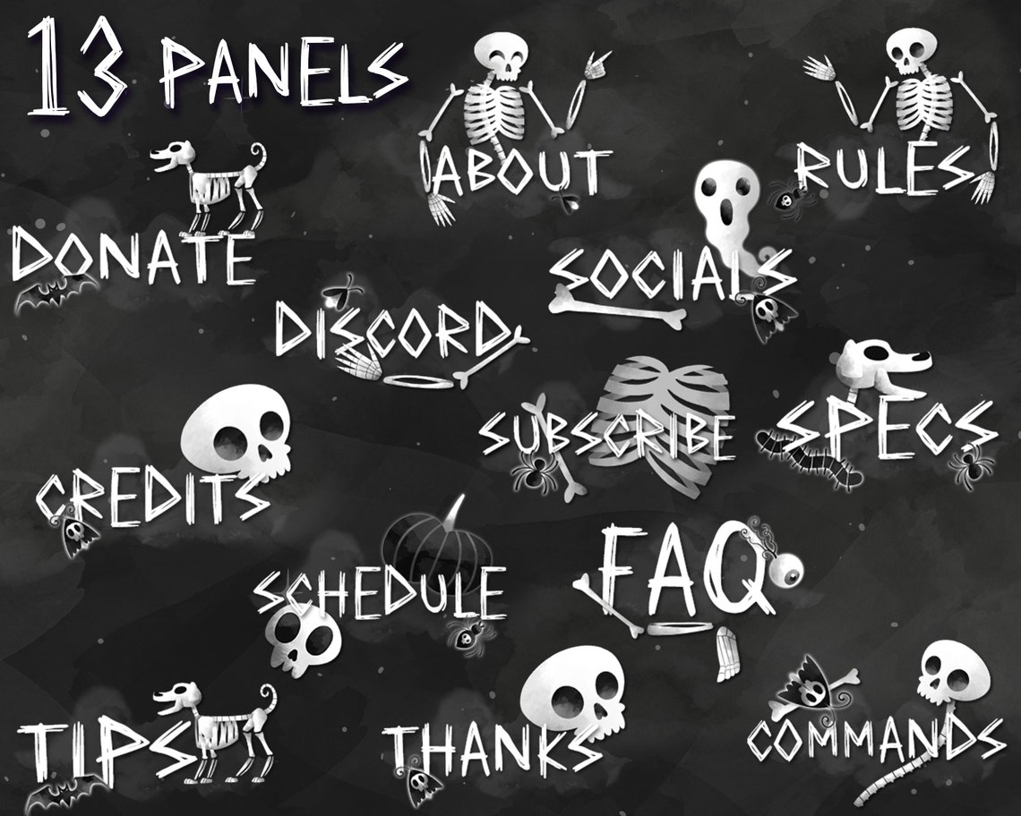 Spooky Skeletons Twitch PACKAGE Streamer Scenes Panels & - Etsy