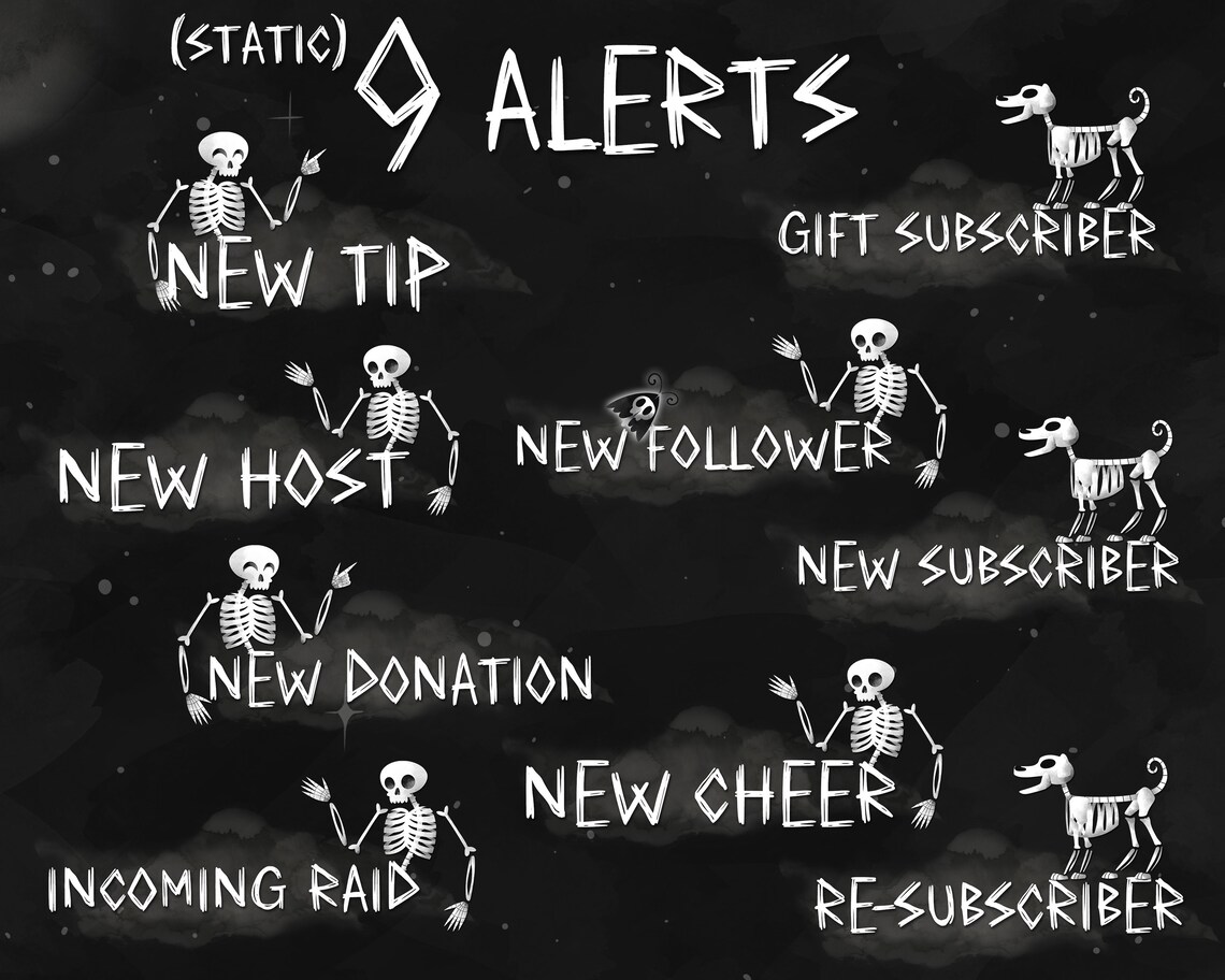 Spooky Skeletons Twitch PACKAGE Streamer Scenes Panels & - Etsy