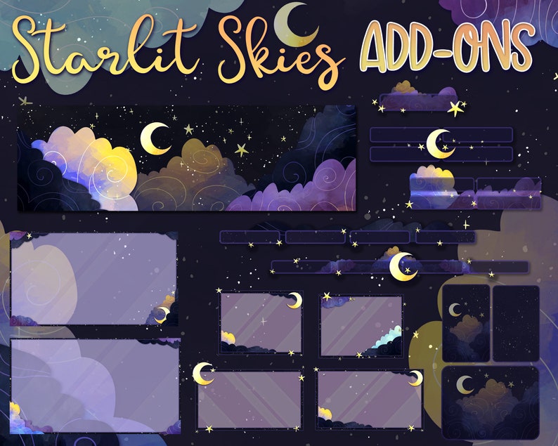 Starlit Skies ADD-ONS Twitch Streamer Bundle Channel - Etsy