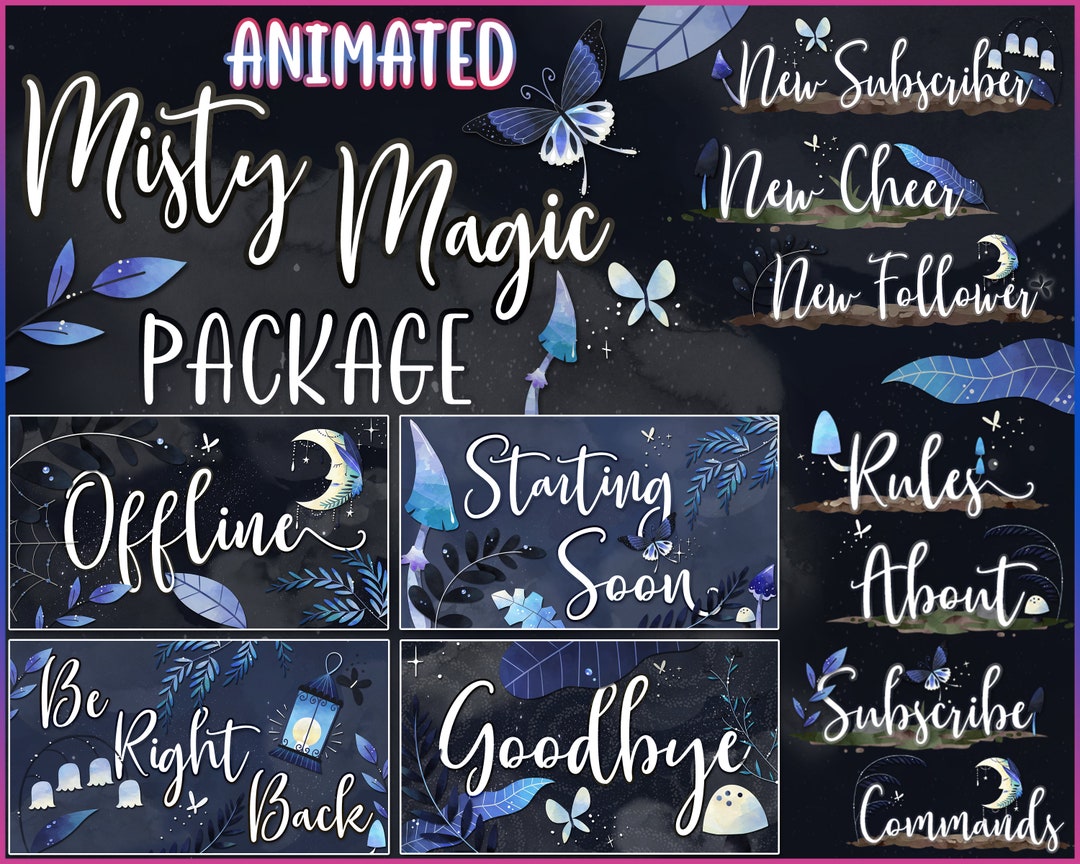ANIMATED Misty Magic Twitch PACKAGE Streamer Scenes, Panels & Alerts ...