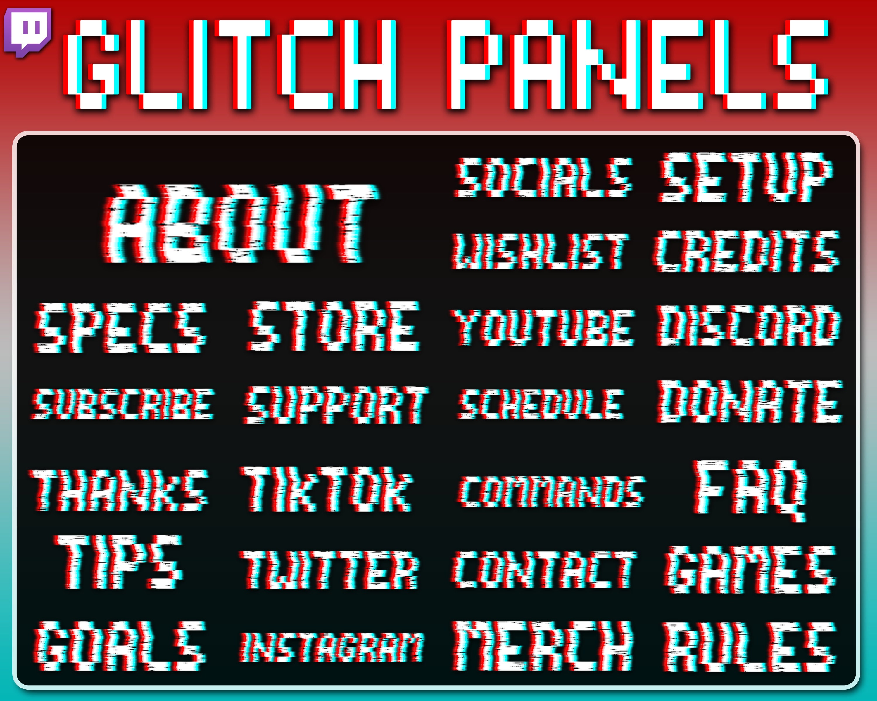 Glitch Twitch Panels 25 Glitchy Streamer Panels 3D Panels - Etsy Canada
