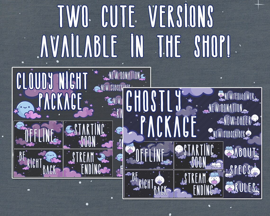 Cloudy Night Twitch PACKAGE Streamer Scenes Panels Clouds | Etsy