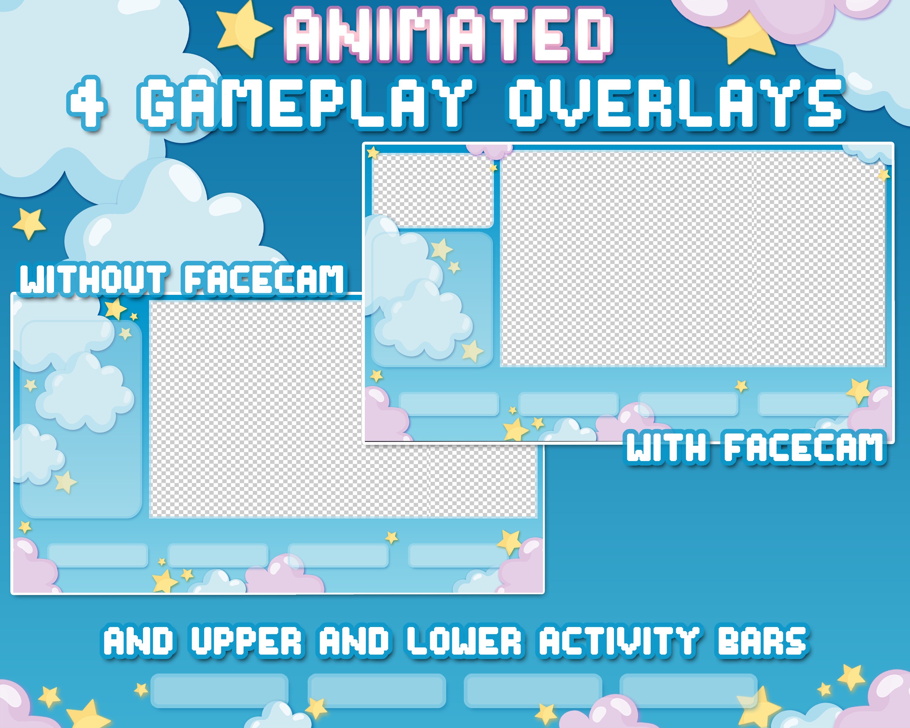 ANIMATED Cute Cloud Overlays Twitch Streamer Overlays - Etsy