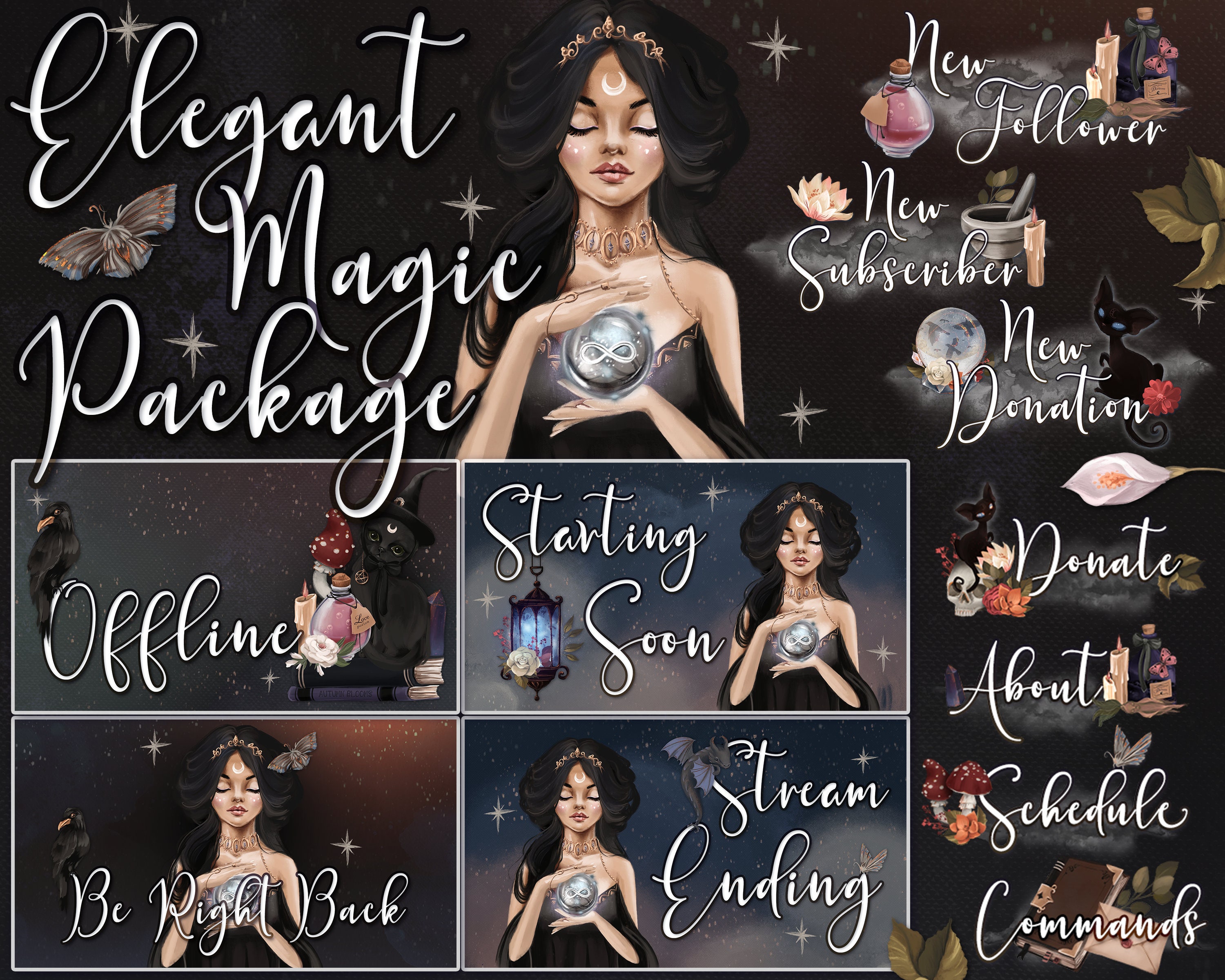 Elegant Magic Twitch PACKAGE Streamer Scenes Panels & - Etsy