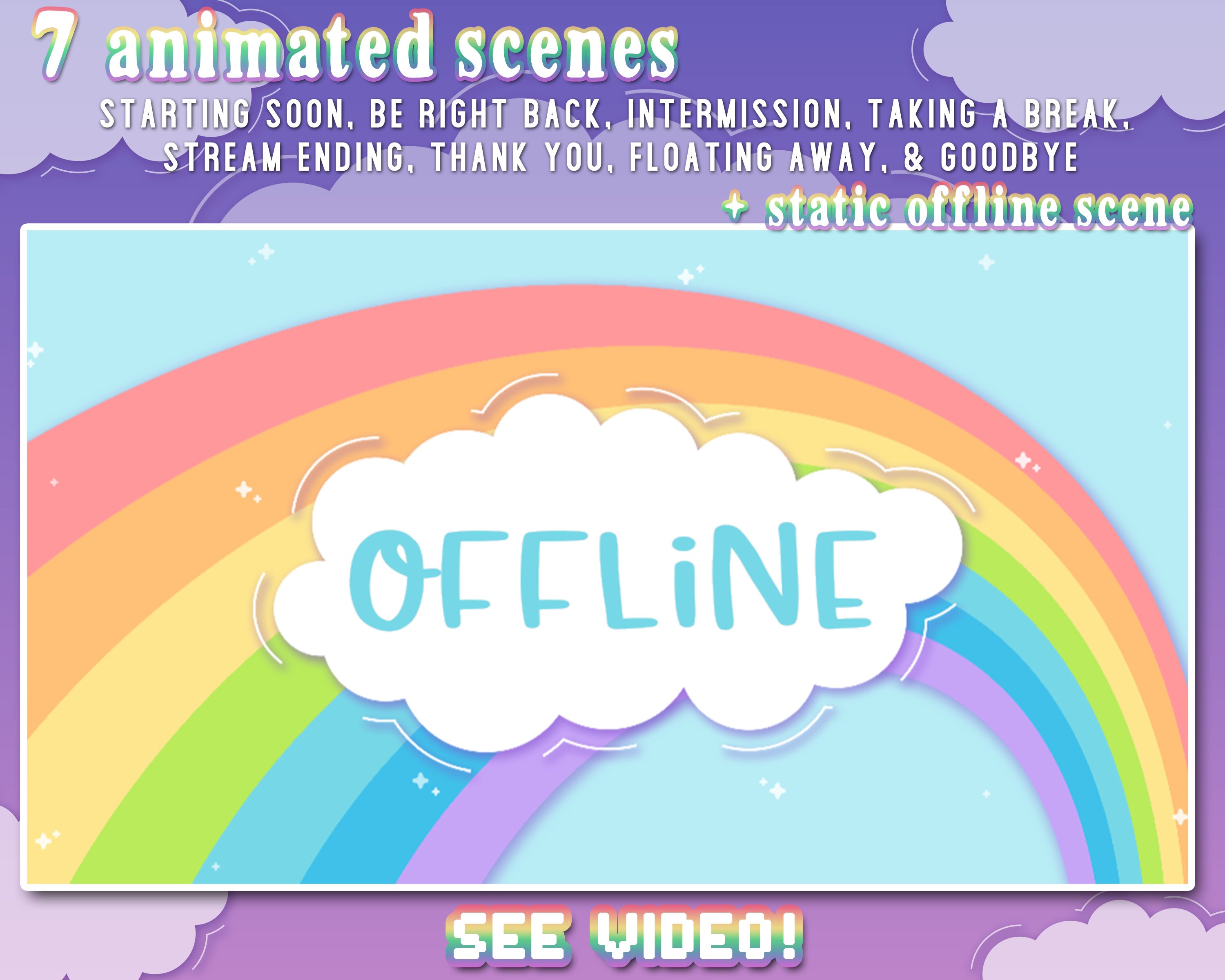 ANIMATED Rainbow Skies Scenes Animated Twitch Scenes Pride - Etsy