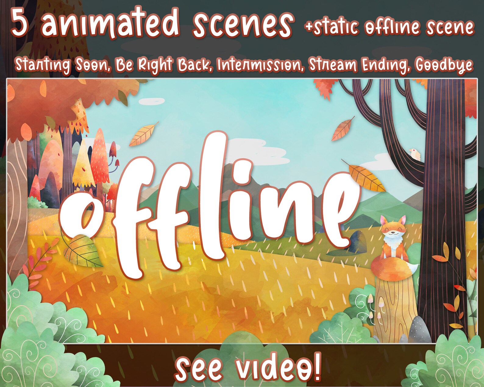 ANIMATED Autumn Twitch PACKAGE Streamer Scenes Panels & - Etsy