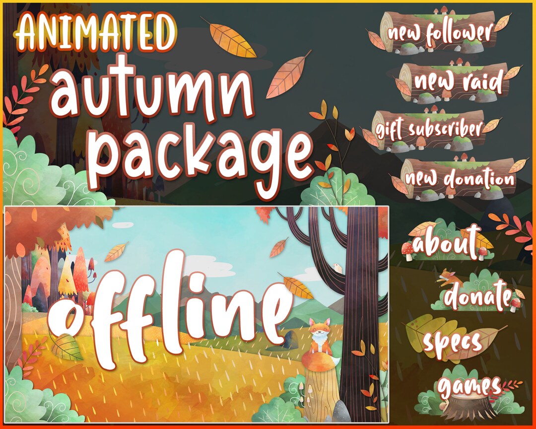 ANIMATED Autumn Twitch PACKAGE Streamer Scenes, Panels & Alerts Fall ...