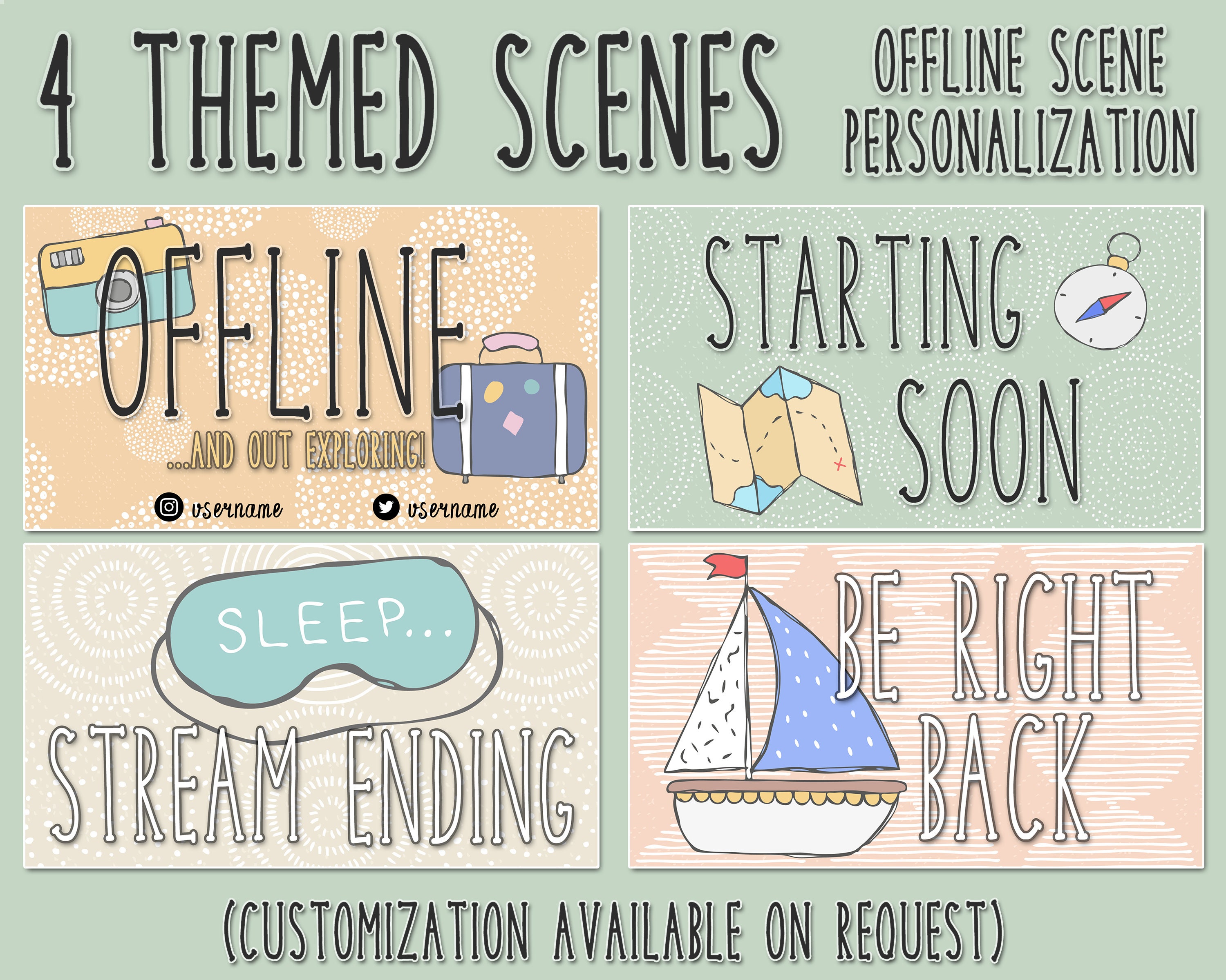 Adventure and Travel Twitch PACKAGE Streamer Scenes Panels | Etsy