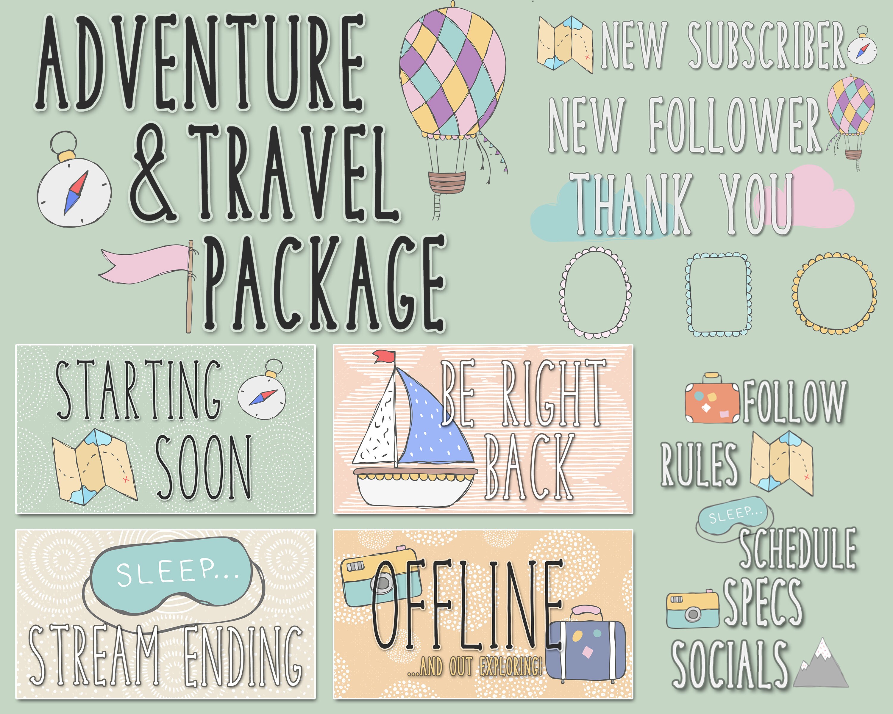 Adventure and Travel Twitch PACKAGE Streamer Scenes Panels | Etsy