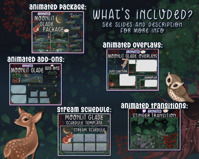 ENTIRE ANIMATED Moonlit Glade Theme Set Streamer Twitch - Etsy
