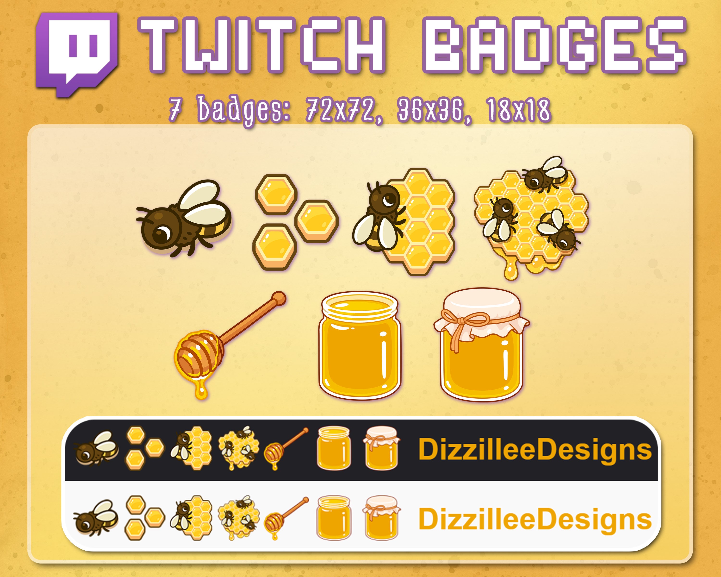 Honey Bee Twitch Badges Bee Twitch Sub Badges Bug Twitch | Etsy