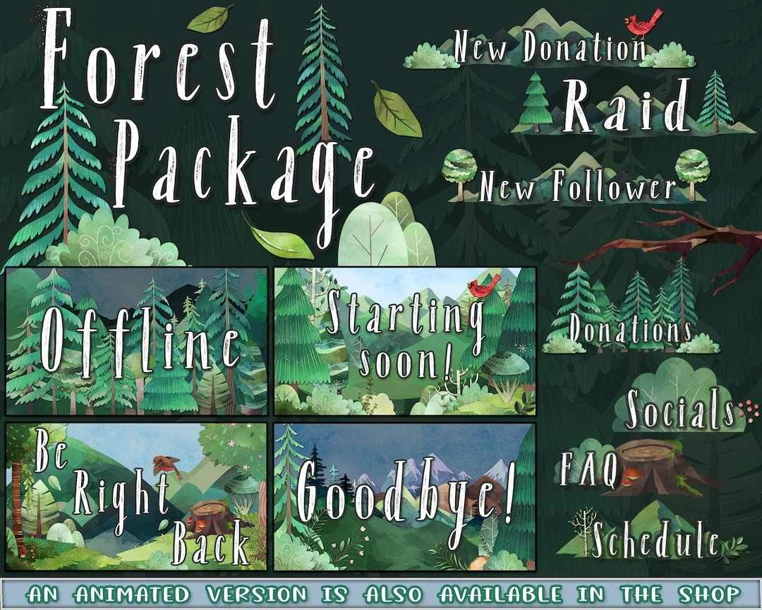 Forest Twitch PACKAGE Streamer Scenes, Panels & Alerts Alert Nature ...