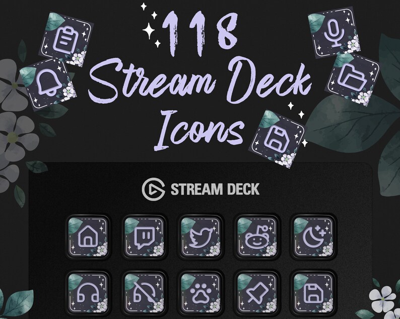 118 Stream Deck Icons Floral Night Streamdeck Twitch - Etsy