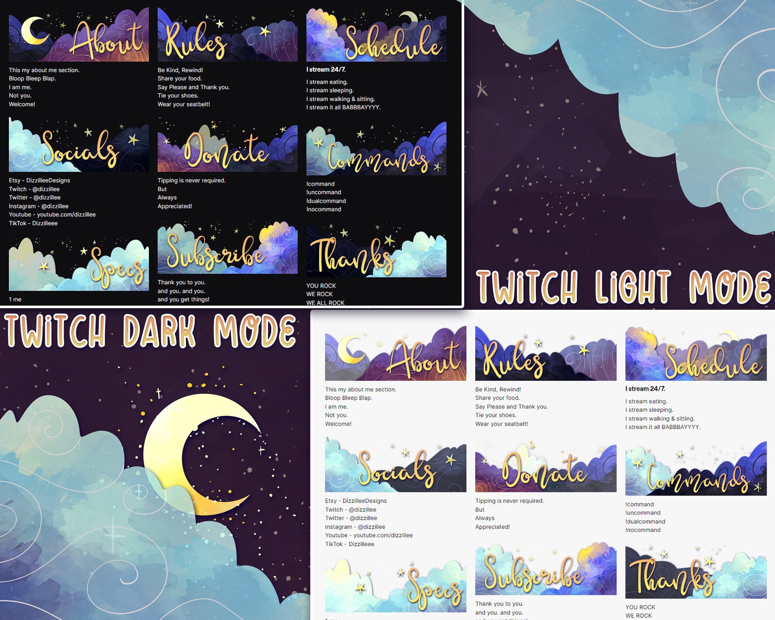 Starlit Skies Twitch Panels 13 Beautiful Streamer Panels - Etsy