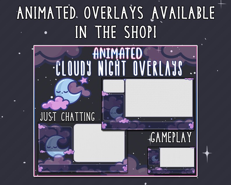 Cloudy Night Twitch PACKAGE Streamer Scenes Panels Clouds | Etsy