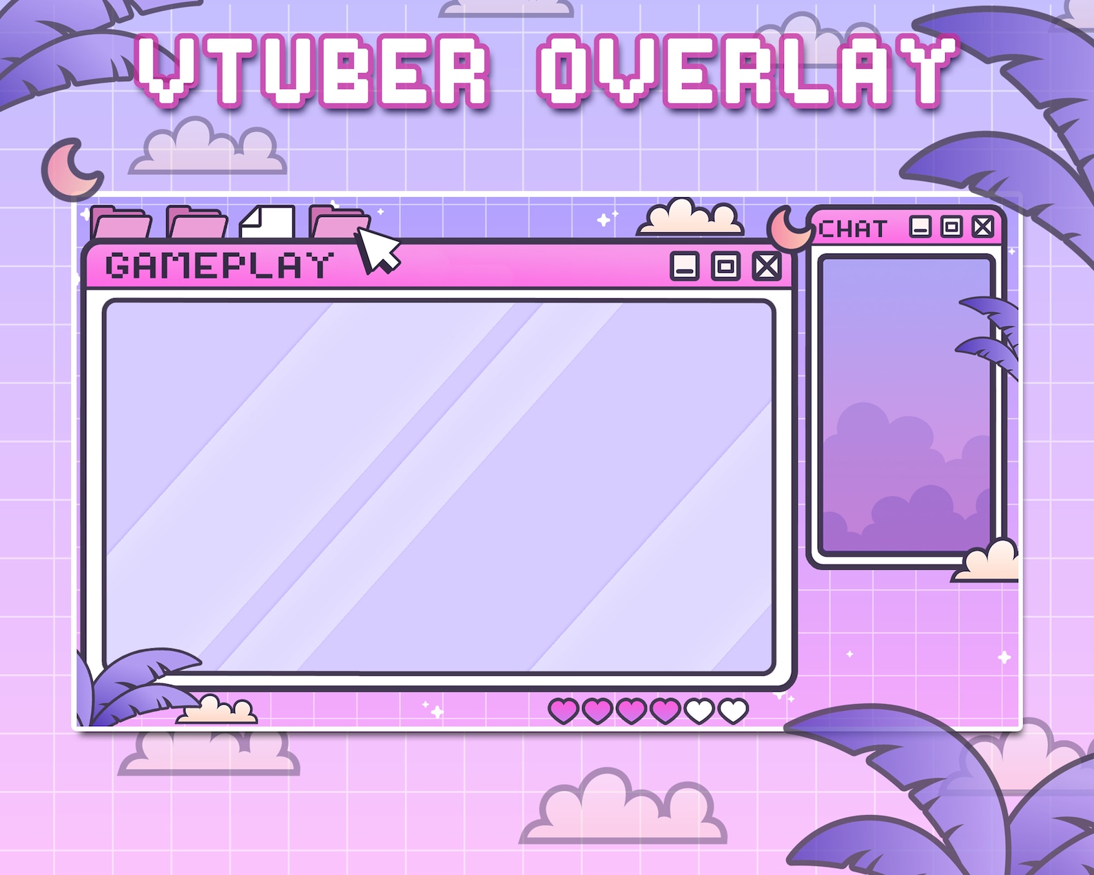 9pc Pink Vaporwave Overlay Set Twitch Streamer Overlays | Etsy