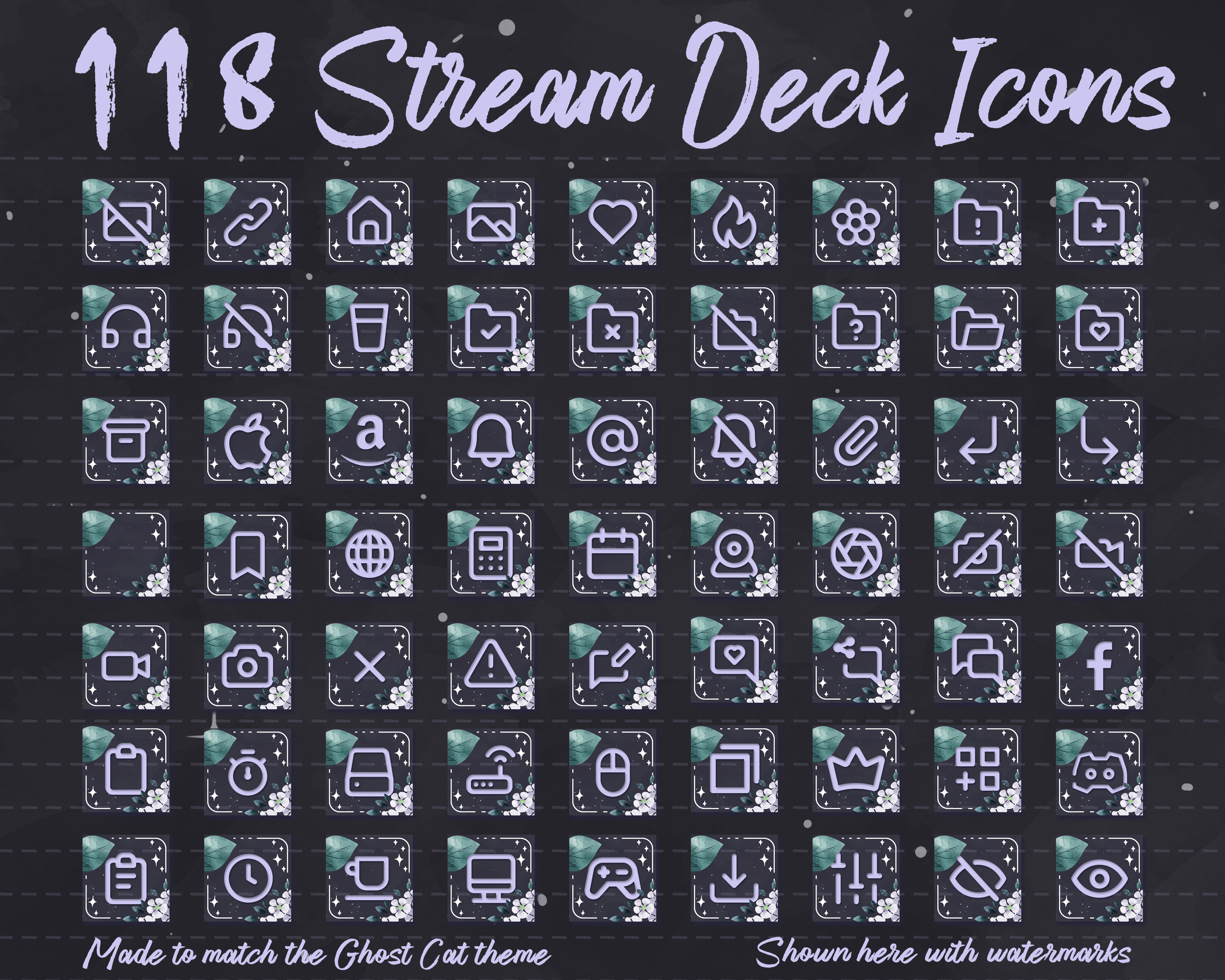 118 Stream Deck Icons Floral Night Streamdeck Twitch - Etsy