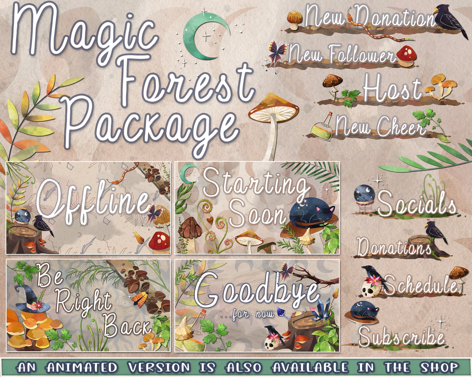 Magic Forest Twitch PACKAGE Streamer Scenes Panels & Alerts | Etsy