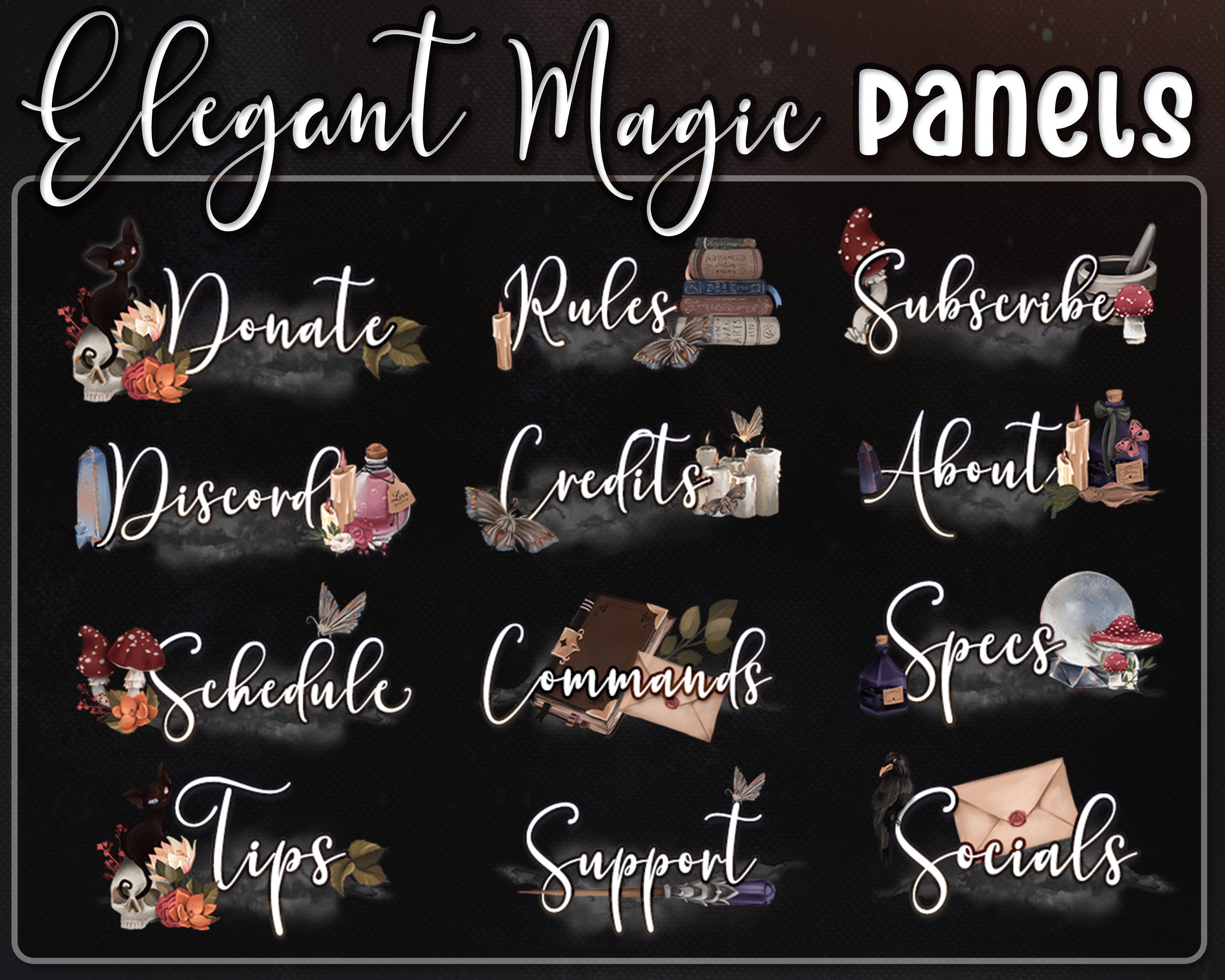 Elegant Magic Twitch Panels Twitch Streamer Panel Set - Etsy