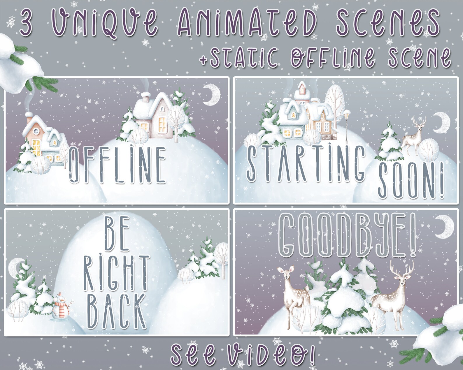 ANIMATED Winter Twitch PACKAGE Streamer Scenes Panels & | Etsy