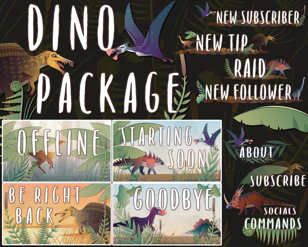 Dinosaur Twitch PACKAGE Streamer Scenes Panels & Alerts - Etsy Singapore