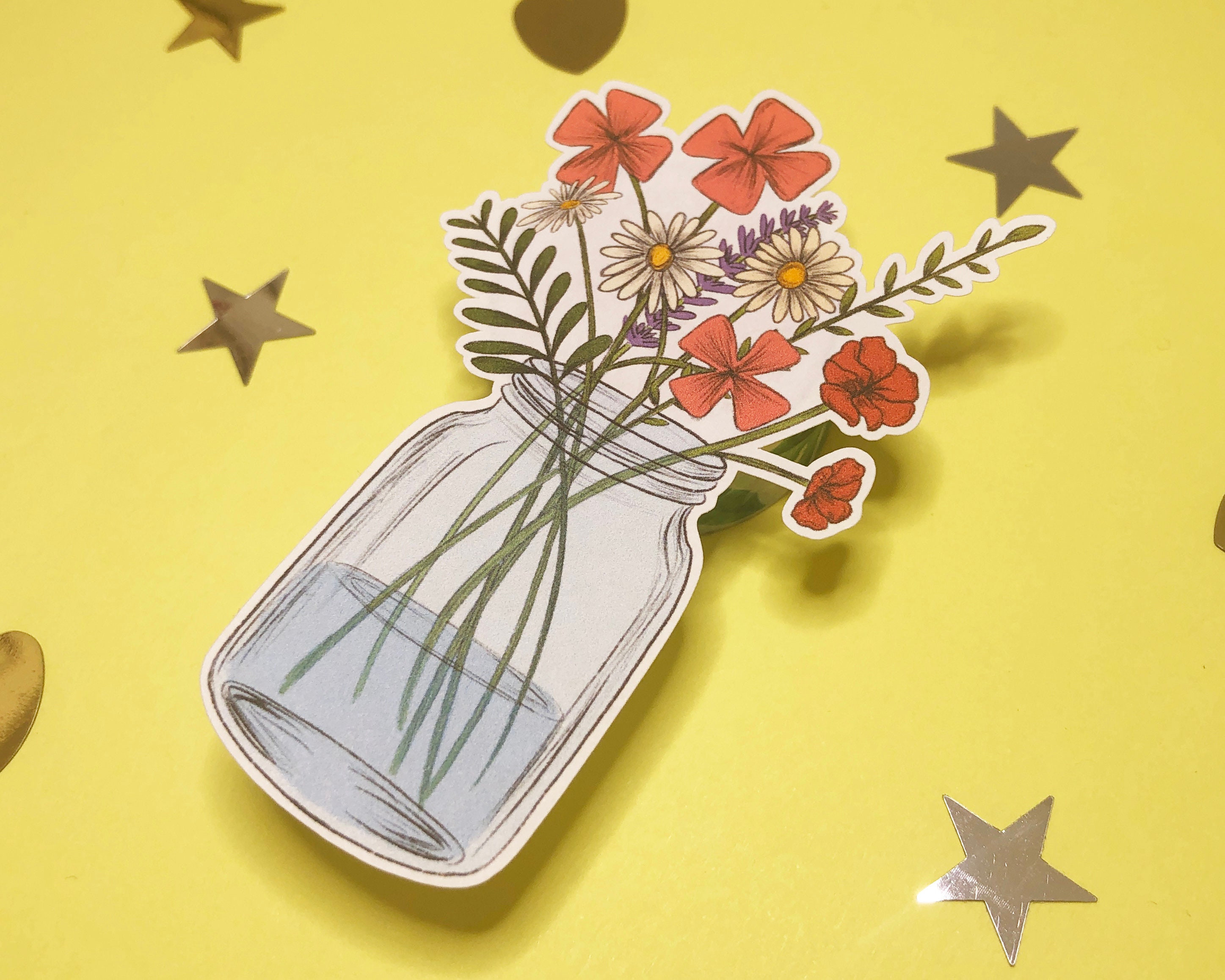 3 Flower Stickers // 8cm Sticker // Botanical Stickers // Set - Etsy