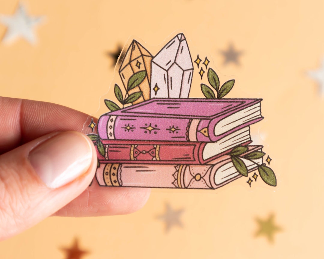 Transparent Vinyl Sticker CRYSTALS & BOOKS Laptop Stickers Clear ...
