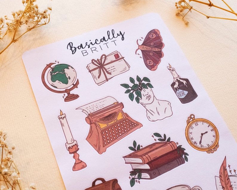 Dark Academia - Stickersheet - Bullet Journal Stickers, Cute Doodle ...