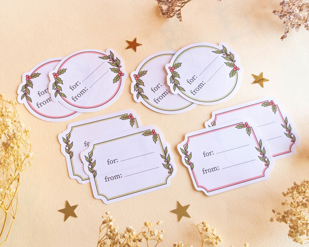 Set of 8 Christmas Gift Sticker Labels Stickers Self Adhesive Present ...