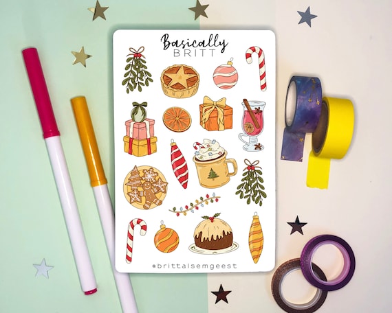 Christmas Stickersheet // Bullet Journal Baubles Stickers | Etsy