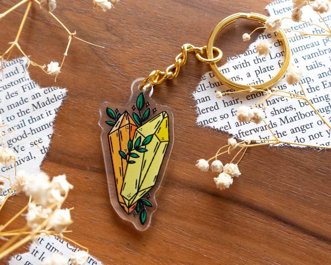 Keychain Crystals Acrylic Transparant Key Chain With an Witchy Yellow ...