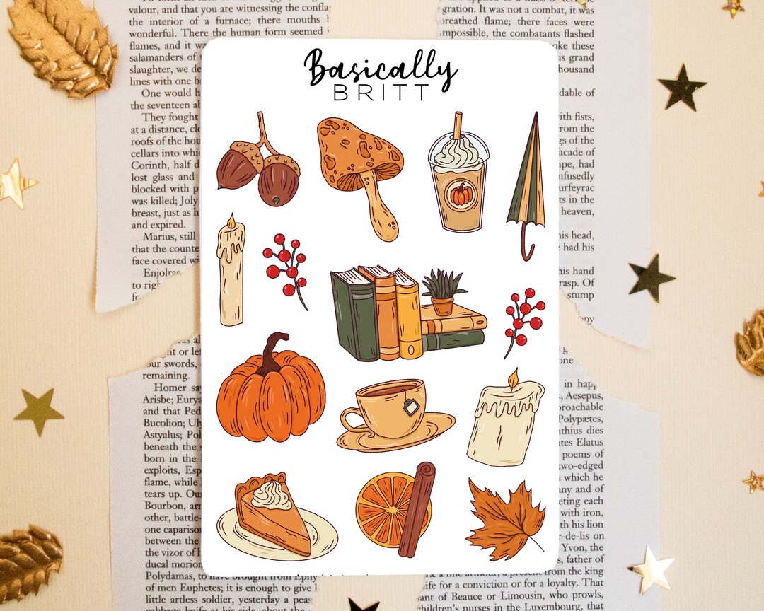 Otoño - Hoja de pegatinas - Bullet Journal Stickers, Cute BUJO Doodle ...