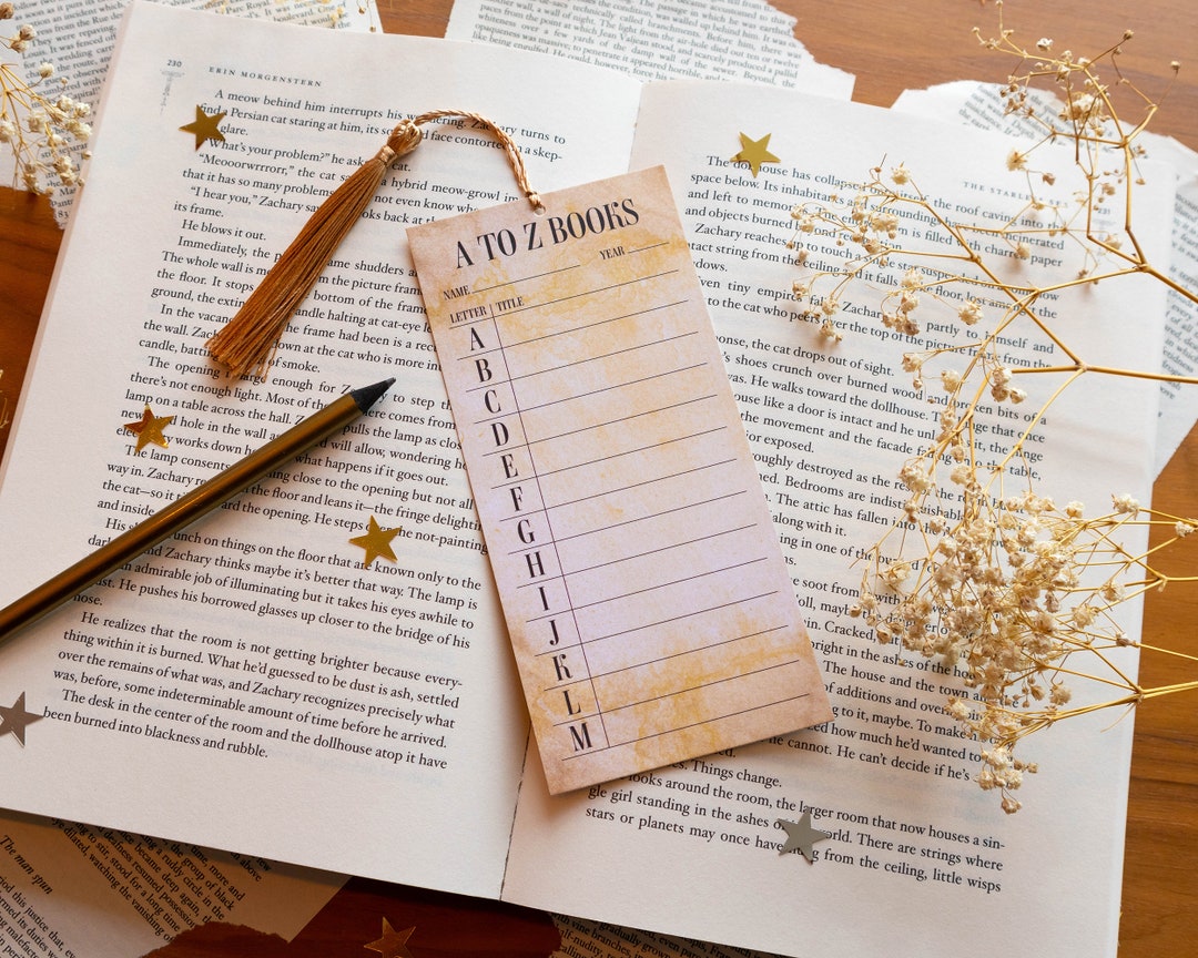 A to Z Books Bookmark Reading Tracker - Retro Vintage Book Tracking ...