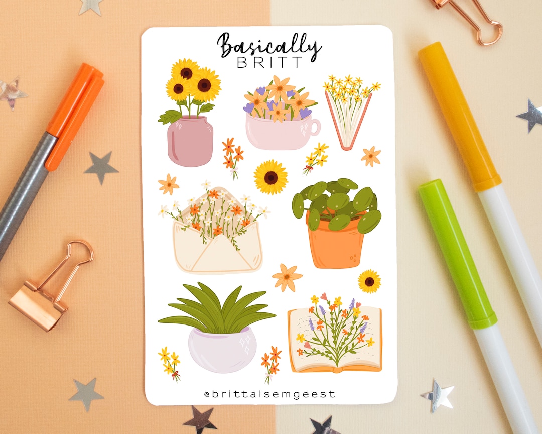 Flowers Stickersheet // Bullet Journal Floral Stickers, Cute BUJO ...